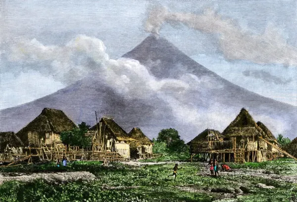 Mayon Volcano Drawing Philippines Perfect Coned Shape Mayon Volcano